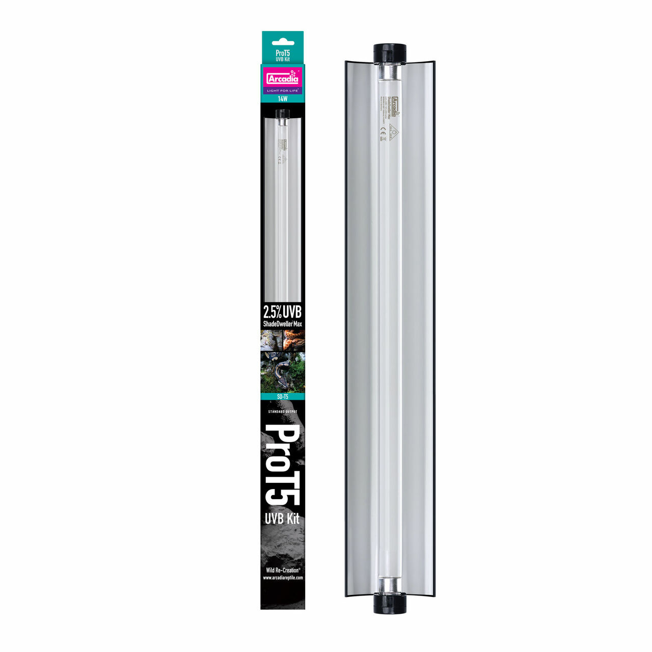 Arcadia T5 UVB Max Kit ShadeDweller 2.5% UVB, 14 Watt - Lizards.lt